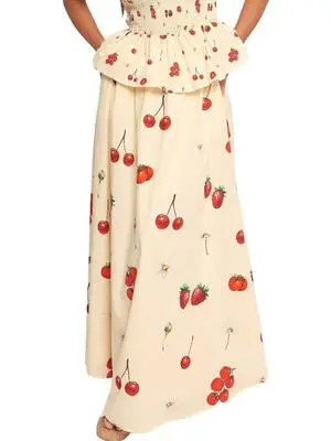 PETAL & PUP Remira Printed Maxi Skirt - Yellow Cherry