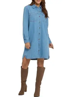 NYDJ Reese Long Sleeve Denim Shirt Dress - Light Indigo