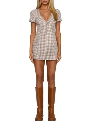 Princess Polly Checked Playsuit - Brown Check