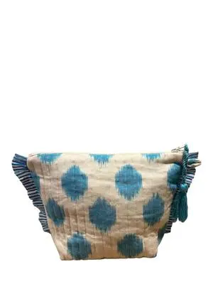 MER ST. BARTH La Plage Ruffle Pouch - Aqua Ikat