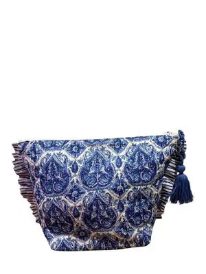 MER ST. BARTH La Plage Ruffle Pouch - Blue Paisley
