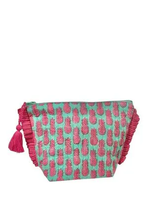 MER ST. BARTH La Plage Ruffle Pouch - Pineapple Crush Pink