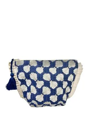 MER ST. BARTH Mer St. Barth La Plage Ruffle Pouch Shell Beach Navy
