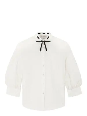 Valentino Garavani Bow-detailed Broderie Anglaise Cotton Blouse - Ivory