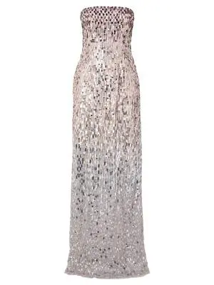 Jenny Packham Lucille Strapless Sequin Gown - Silver