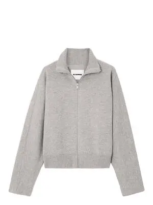 JIL SANDER Turtleneck Wool-blend Cardigan - Gray