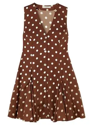 DÔEN Aubrey Polka-dot Mini Dress - Brown