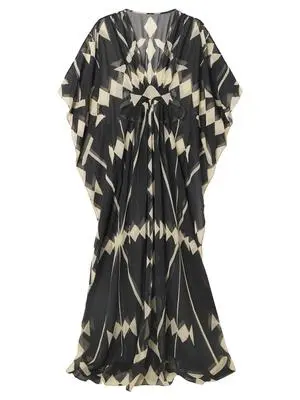 Johanna Ortiz Secret Garden Printed Recycled-georgette Kaftan - Black