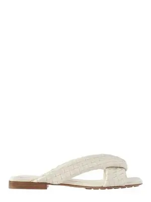 Bottega Veneta Riva Intrecciato Leather Sandals - Off-white