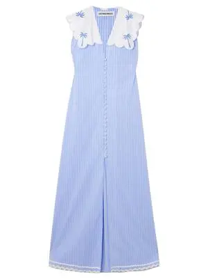 CRISTIANO MARCHELI Isabella Striped Cotton-poplin Maxi Dress - Blue