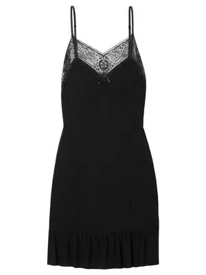 Acne Studios Embroidered Tulle-trimmed Crepe Mini Dress - Black