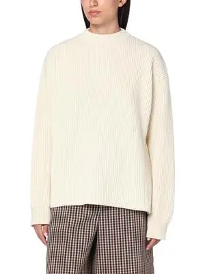 JIL SANDER Ribbed Crewneck Sweater - White