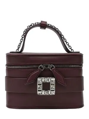 ROGER VIVIER Leather Vanity Bag With Rhinestone Buckle - Burgundy