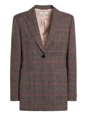 Chloé Single-breasted Checked Wool Jacket - Brown