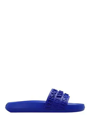 Versace Allover Logo Slides - Blue