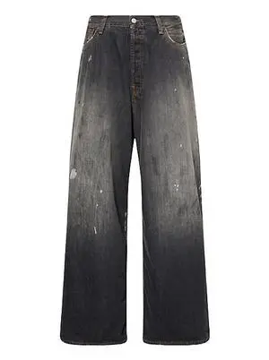 Acne Studios Abstract-print Wide-leg Denim Jeans - Black Trafalgar