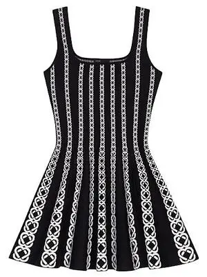 Maje Rope-intarsia Stretch-knit Mini Dress - White / Black