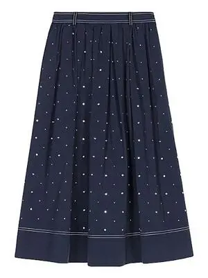 Maje Stud-embellished Midi Skirt - Navy