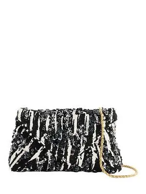 Dries Van Noten Embellished Envelope Woven Shoulder Bag - Black