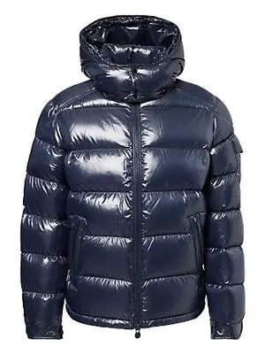 Moncler Maya Logo-Patch Padded Shell-Down Jacket Navy