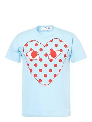 Play Comme Des Garcon Play Dotted Graphic-print Crewneck Cotton T-shirt - Blue