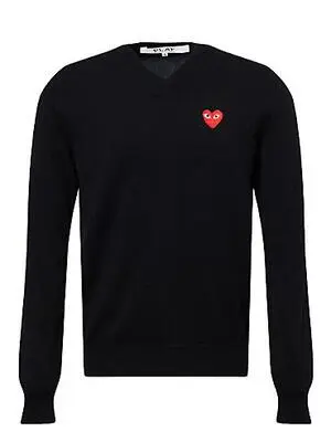 Play Comme Des Garcon Play V-neck Wool Jumper - Black