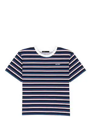 Maje Striped Cotton-jersey T-shirt - White/navy