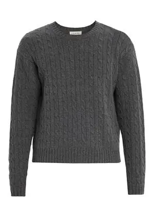 FRAME Cable Knit Cashmere Blend Crewneck Sweater - Charcoal