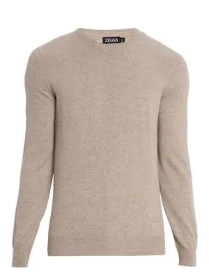 Zegna Oasi Cashmere Crewneck Sweater Beige