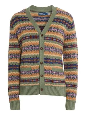 Ralph Lauren Fair Isle Cotton-blend Cardigan - Olive