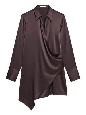 Helmut Lang Silk Wrap Shirtdress - Dark Plum - Hhd