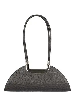 Jeffrey Campbell Retrograde Leather Shoulder Bag - Grey Ostrich Silver