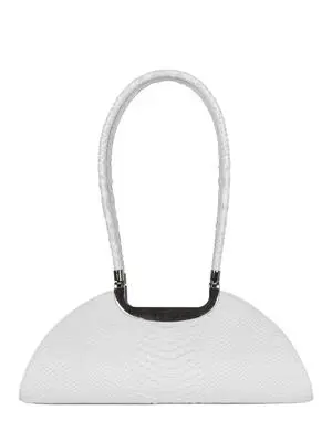 Jeffrey Campbell Retrograde Leather Shoulder Bag - White Snake Silver