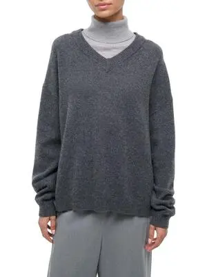 Staud Doris Layered Cashmere Sweater - Charcoal
