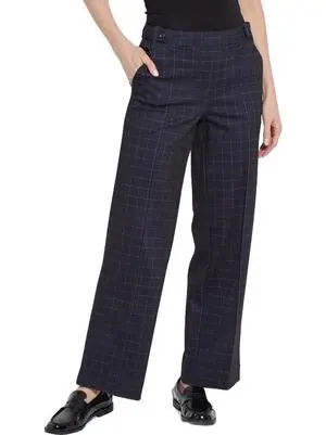 Lyssé Zaina Pleated Ponte Wide Leg Pants - Cross Check Plaid