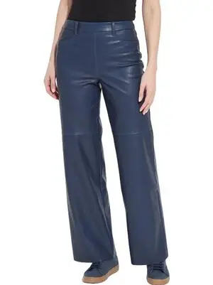 Lyssé Cortina Faux Leather Wide-leg Pants - Deep Blue