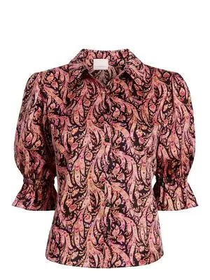 Cinq À Sept Paisley Puff-Sleeve Top Red