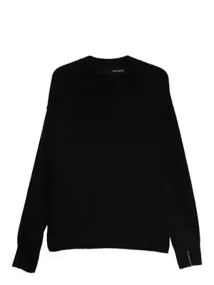 Isabel Benenato Frayed-detail Crew-neck Sweater - Black