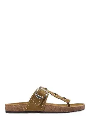 SCALPERS Suede Studded Sandals - Camel
