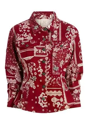 Cinq À Sept Bandana-print Embellished Jacket - Red
