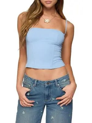 EDIKTED Juno Corset Crop Camisole - Light-blue
