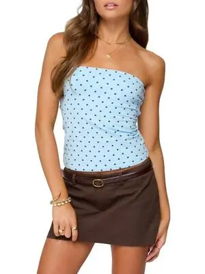 EDIKTED Polka Dot Tube Top - Light-blue