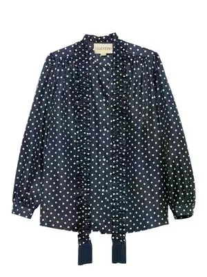 Valentino Garavani Polka-dot Ruffled Shirt - Blue