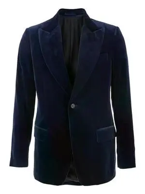 LARDINI Velvet Single-button Blazer - Blue