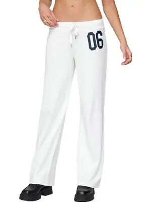 EDIKTED Number Appliqué Cotton-blend Sweatpants - White