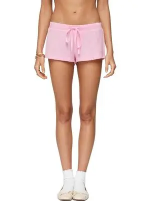 EDIKTED Teddy Waffle Knit Drawstring Shorts - Light-pink