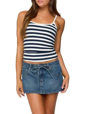 EDIKTED Striped Ribbed Camisole - Navy-and-white