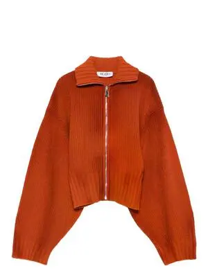 Attico Ribbed Zip-front Cardigan - Orange