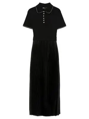 Maje Pleated Polo Dress - Black