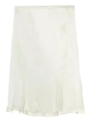 JIL SANDER Pleated A-line Satin Skirt - Green